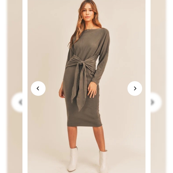 Mable | Dresses | Mable Dolls Kill Olive Knit Tie Front Midi Dress ...